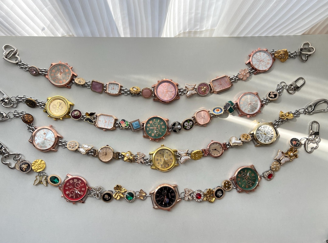 Vintage Pink Button Watch Bag Strap,colorful Watch Bag Chain,pink Watch ...