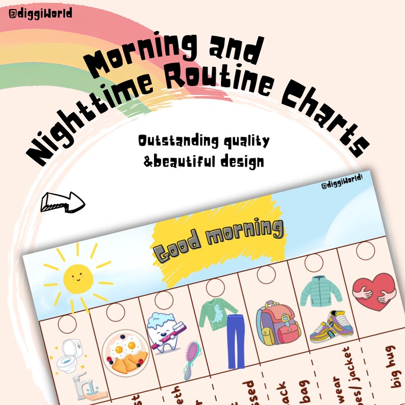 Morning and Evening Routine Chart for Kids - Etsy