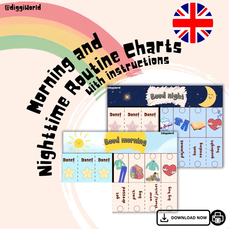 Morning and Evening Routine Chart for Kids - Etsy