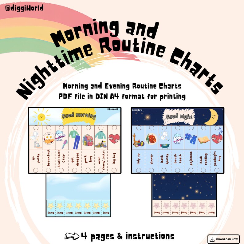 Morning and Evening Routine Chart for Kids - Etsy