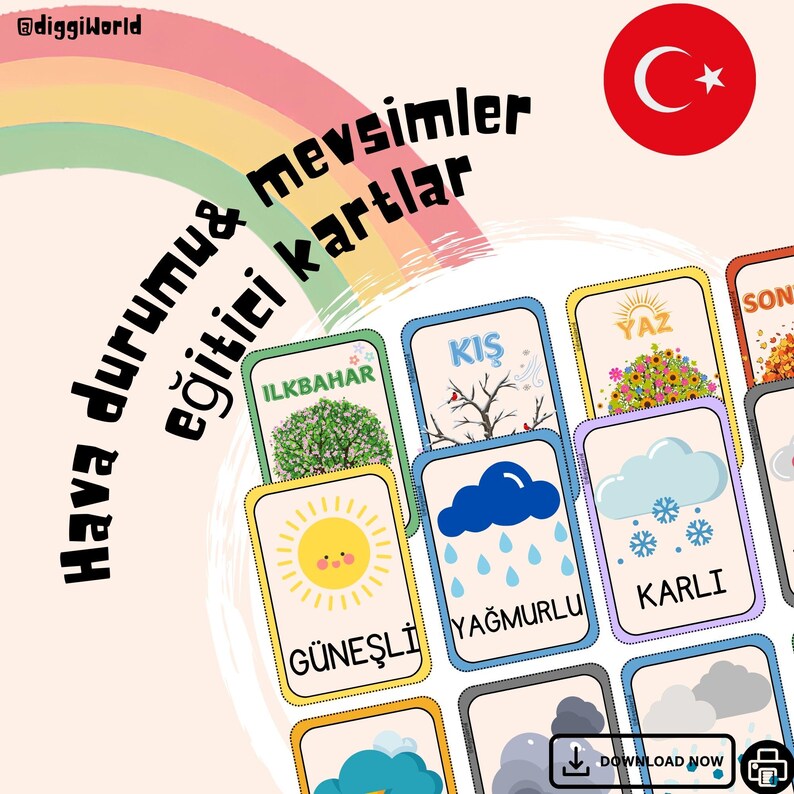 Hava Durumu& Mevsimler Eğitici Kartlar çocuklar Için - Etsy