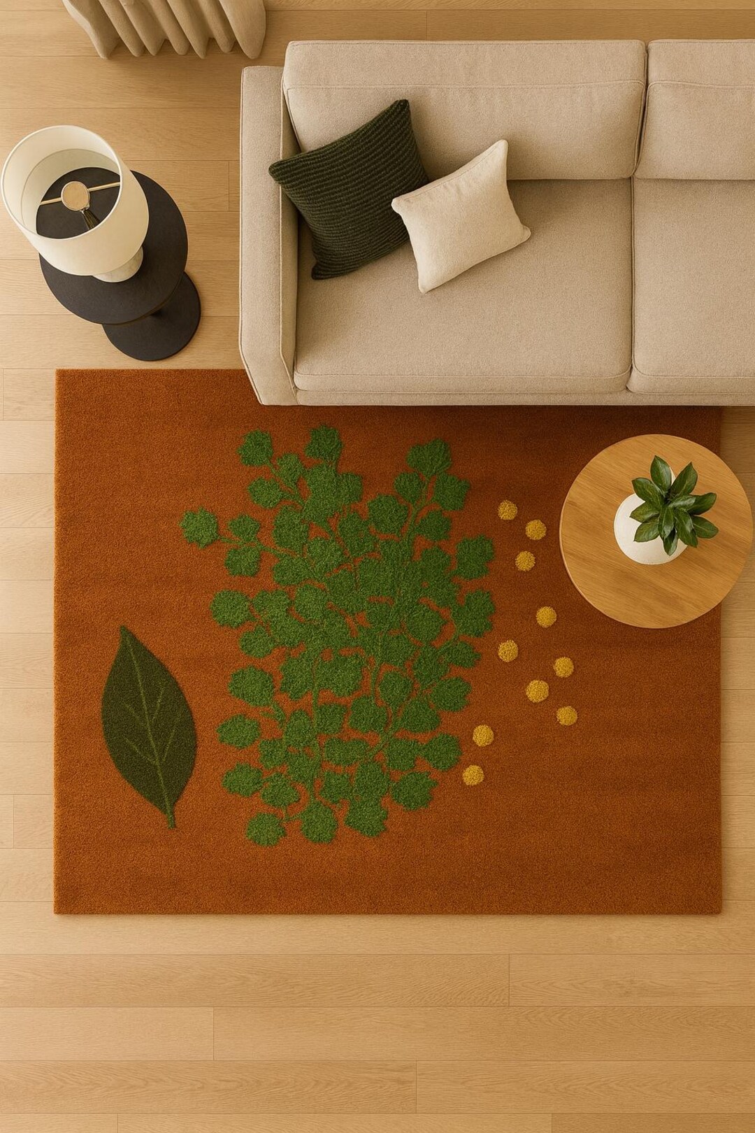 Copper Colour Moss Tafting -modern Abstract Solid Color Rug for ...