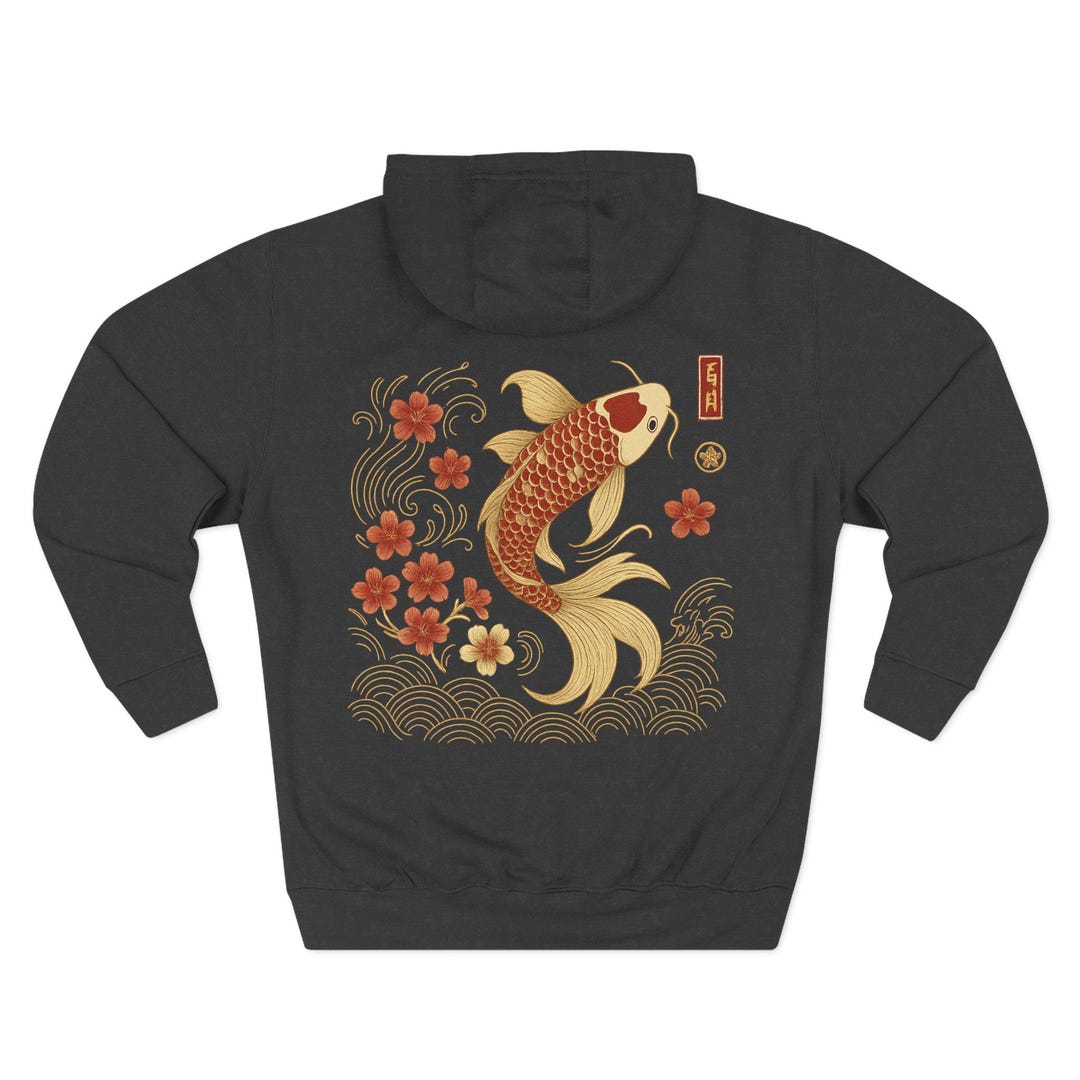Cozy Vintage Japanese Koi Fish Hoodie - Nautical Animal Asian Art ...