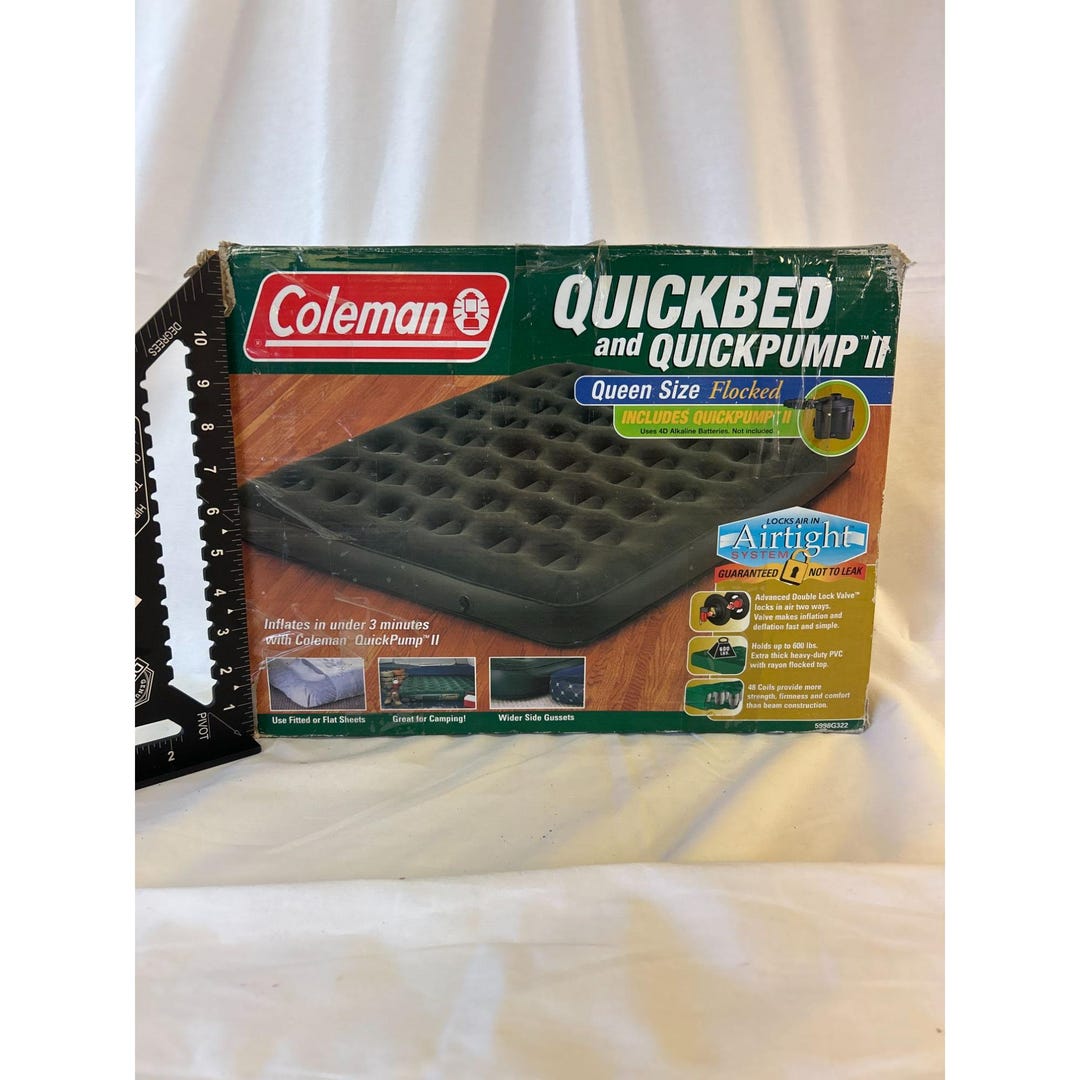 Coleman Quickbed & Quickpump II Queen Size Flocked Air Mattress With ...