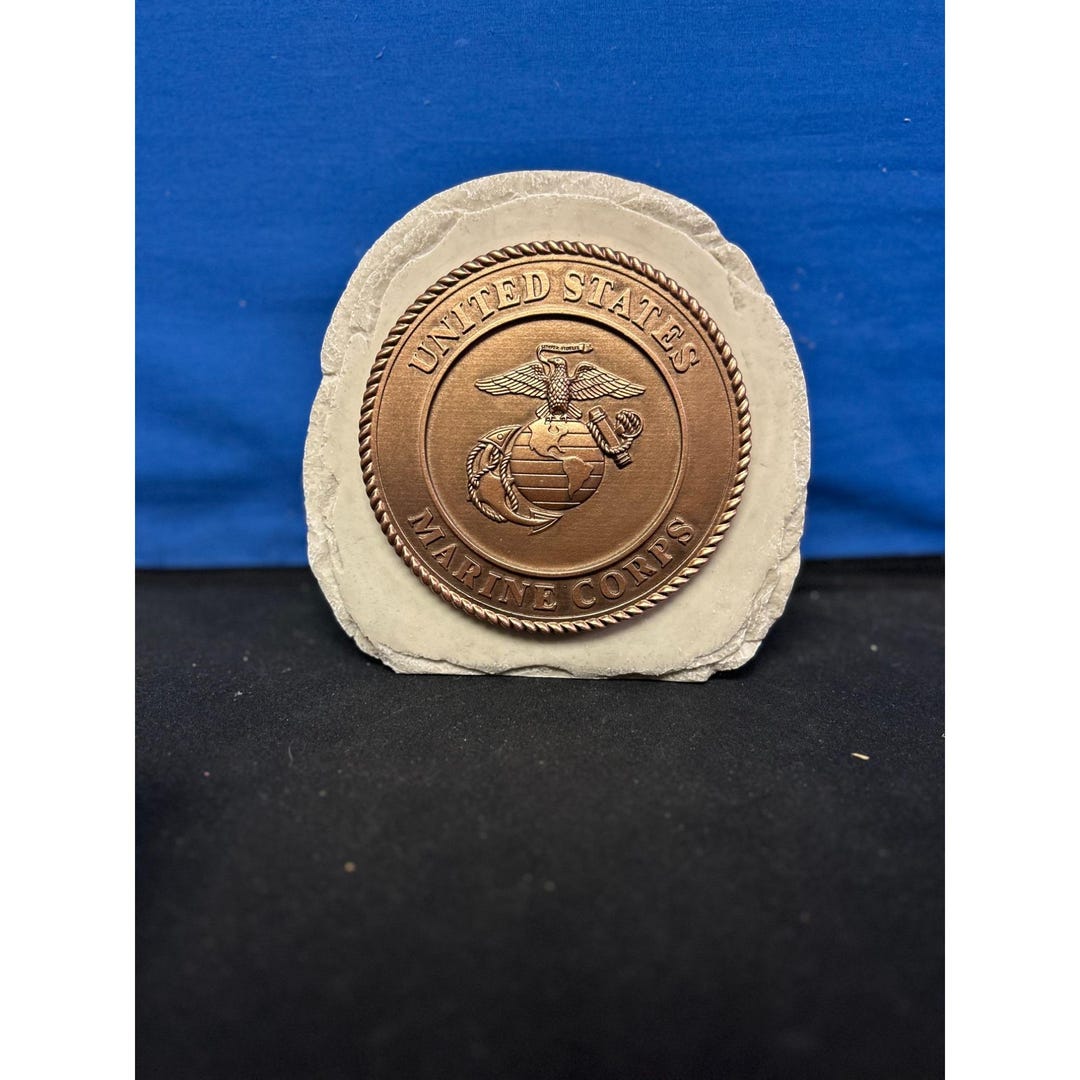 United States Marine Corps Copper Emblem Plaque on Stone Display - Etsy