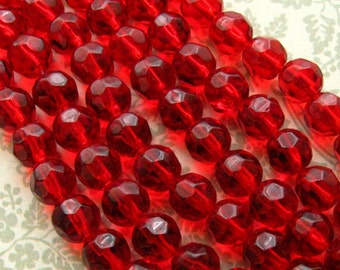 Round red beads | Etsy