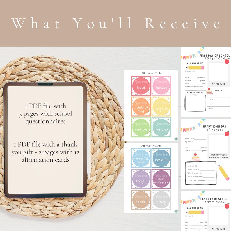 First Day of School Questionnaire Printable-2025 1st Day of School ...