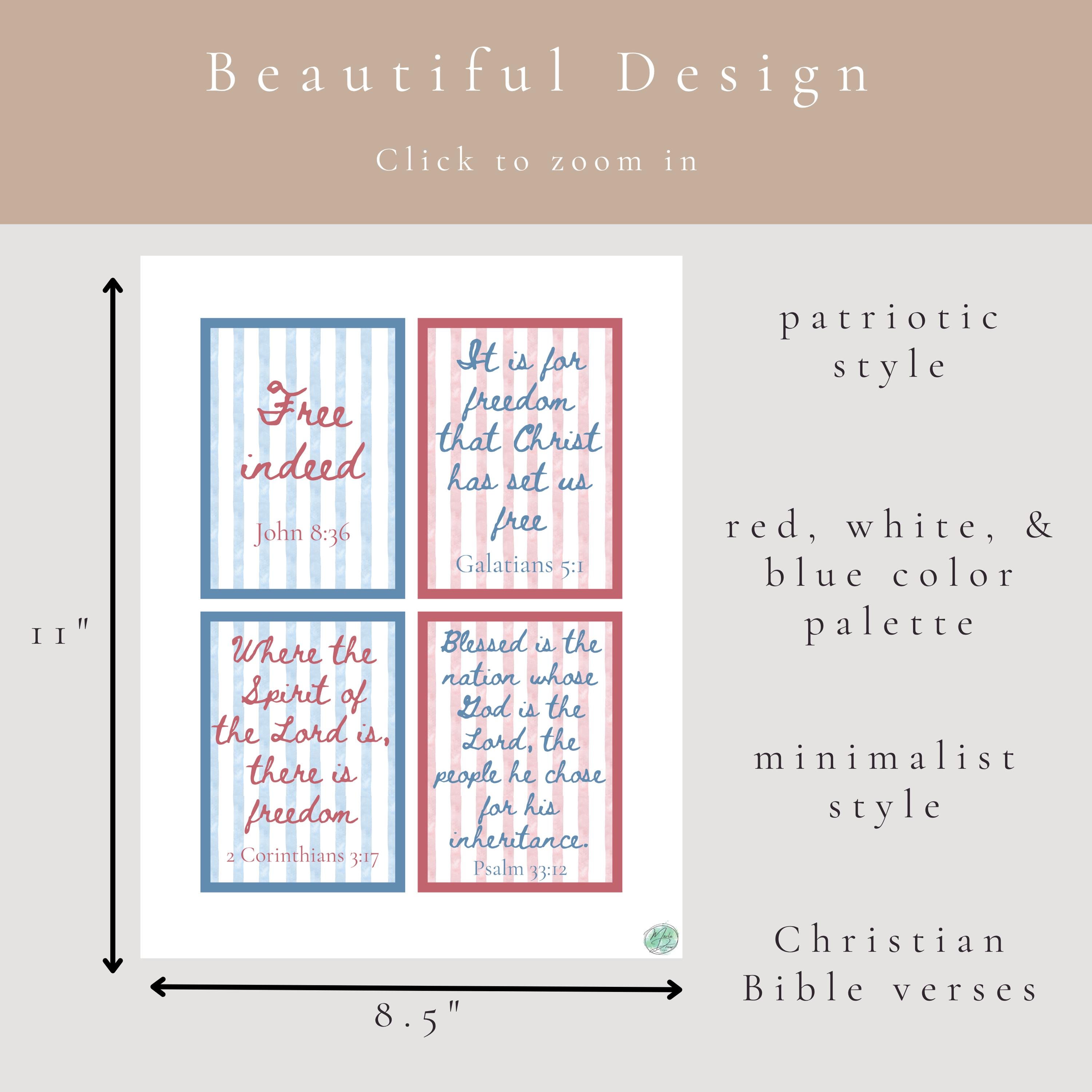 4th of July Scripture Cards Printable-fourth of July Inspirational Tags ...