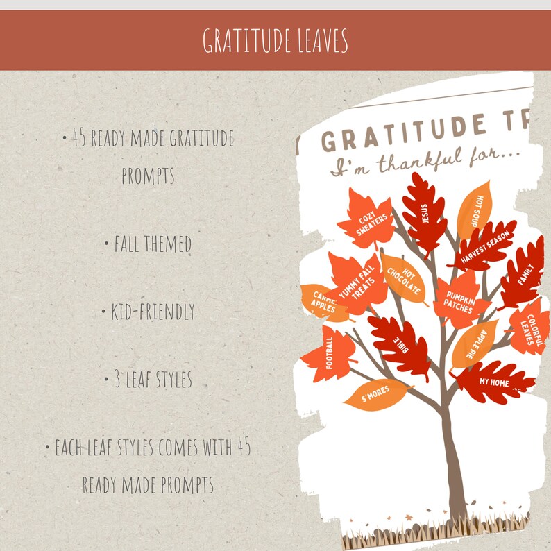 Thanksgiving Fall Gratitude Tree Craft Printable Activity-autumn Sunday ...