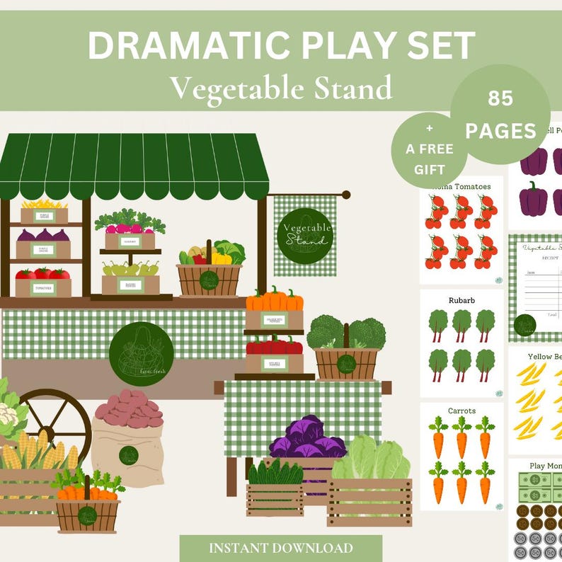 Vegetable Stand Dramatic Play Printable-pretend Play Farmers Market ...