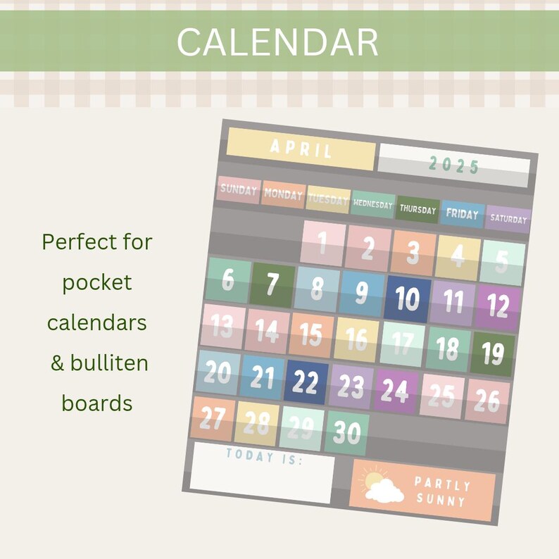 Colorful Classroom Calendar & Weather Display Digital Prints-pastel ...