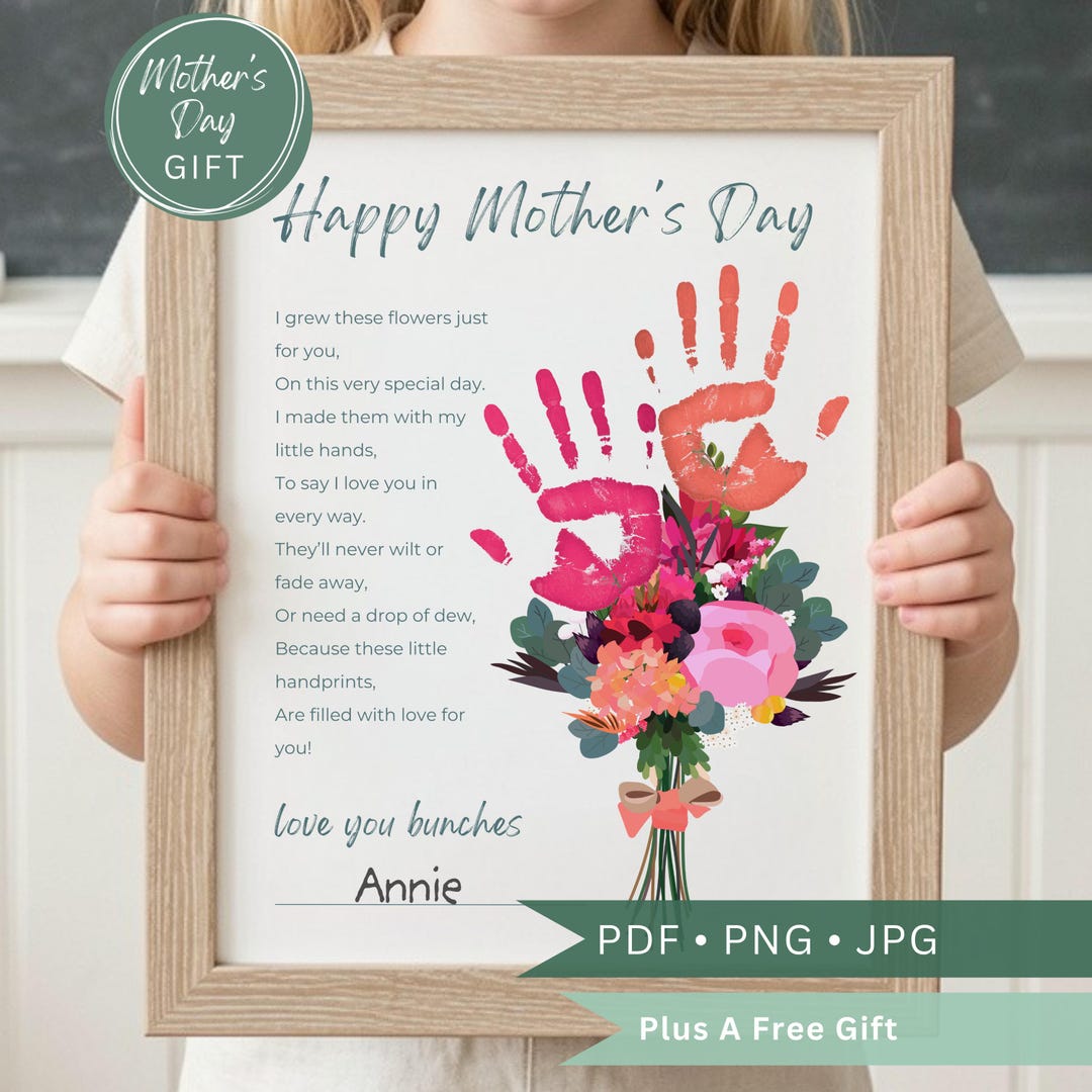 Mothers Day Flower Bouquet Handprint Craft Printable-love You Bunches ...