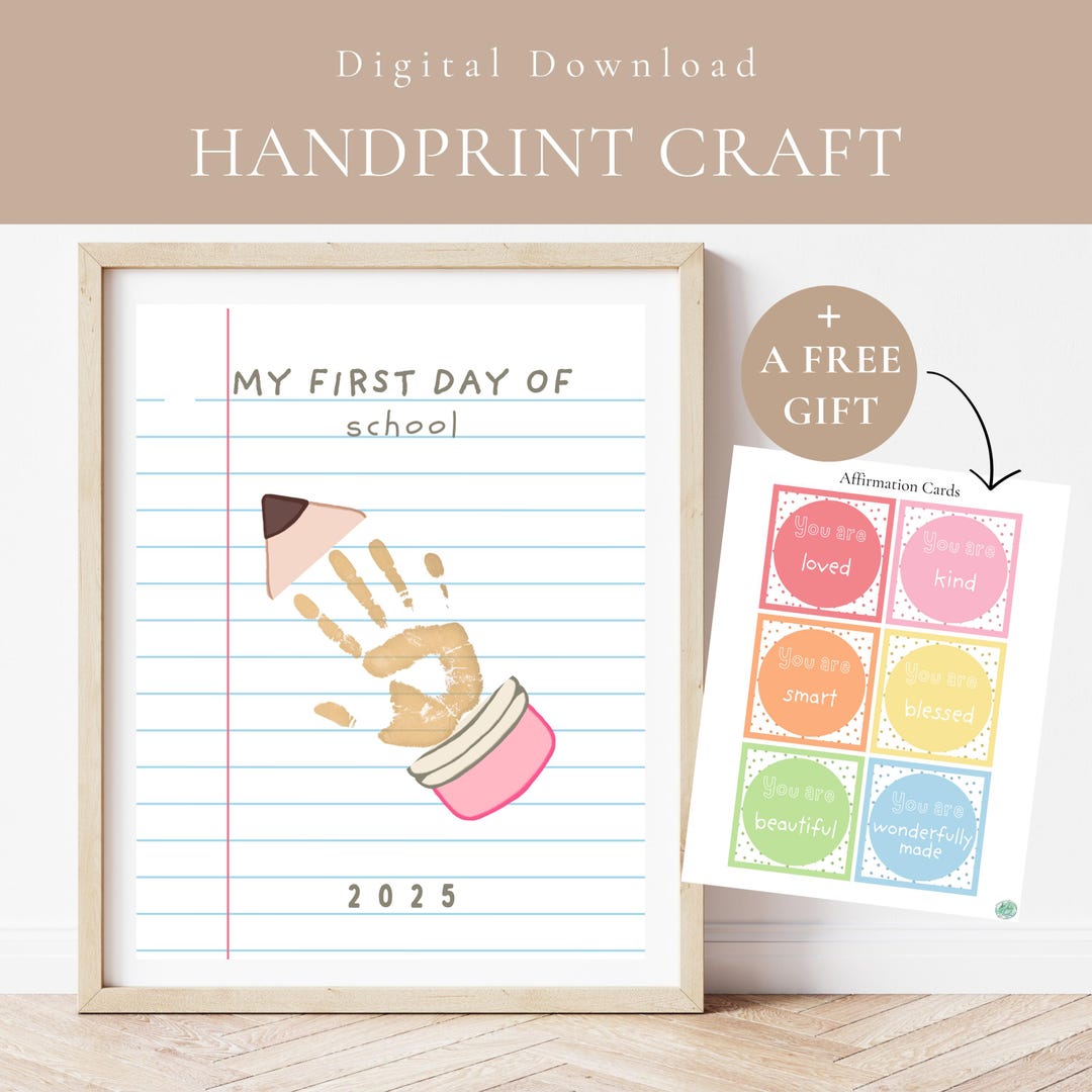 First Day of School Handprint Craft 2025 Printable-back to School ...