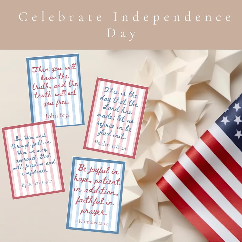 4th of July Scripture Cards Printable-fourth of July Inspirational Tags ...