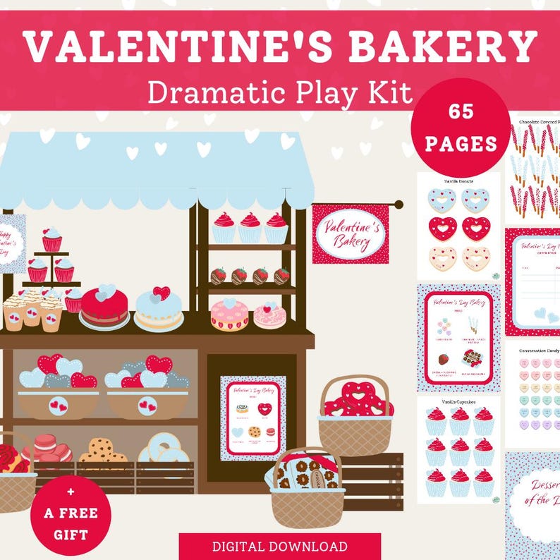 Hot Pink & Blue Valentine's Bakery Dramatic Play Printable-valentines ...
