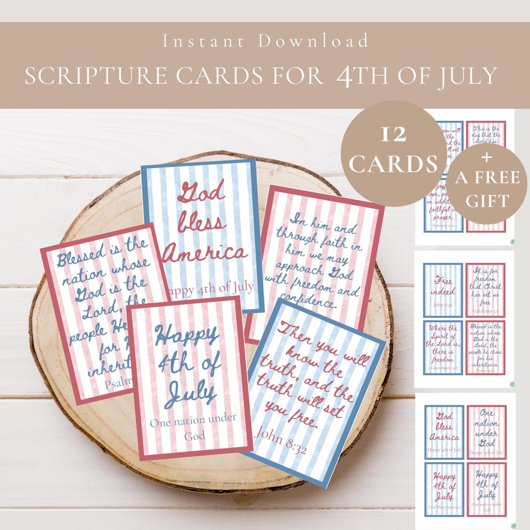 4th of July Scripture Cards Printable-fourth of July Inspirational Tags ...