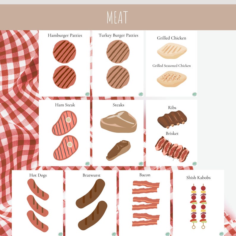 BBQ Grill Dramatic Play Printables-pretend Play Kitchen Grilled Food ...