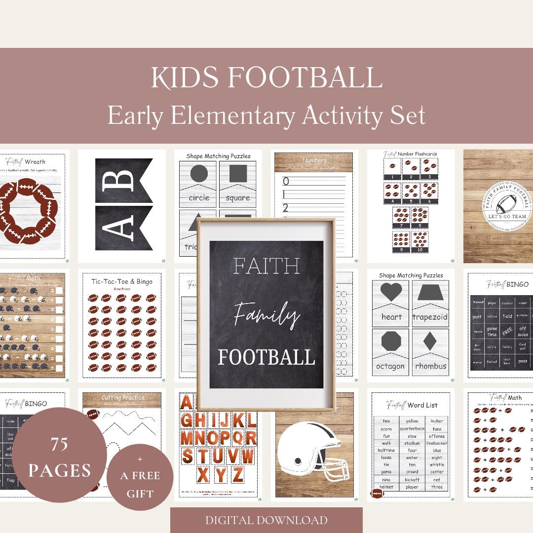 Kids Football Activity Set for Early Elementary-sports Themed Worksheet ...