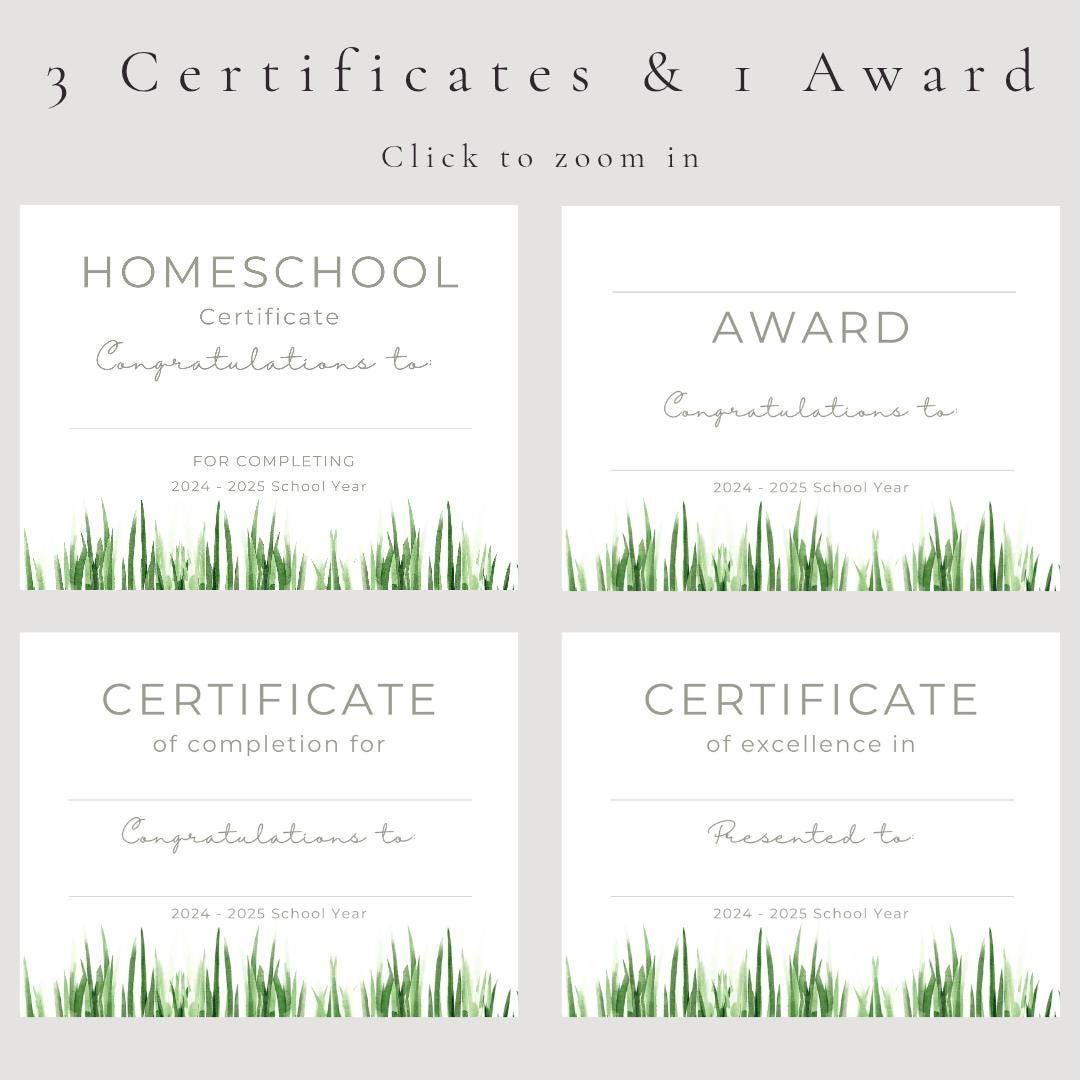 End of School Year Certificate Printable Minimalist Watercolor ...