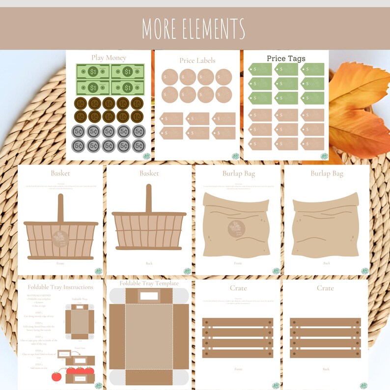 Farmer's Market Dramatic Play Printable-farmers Market Pretend Play ...