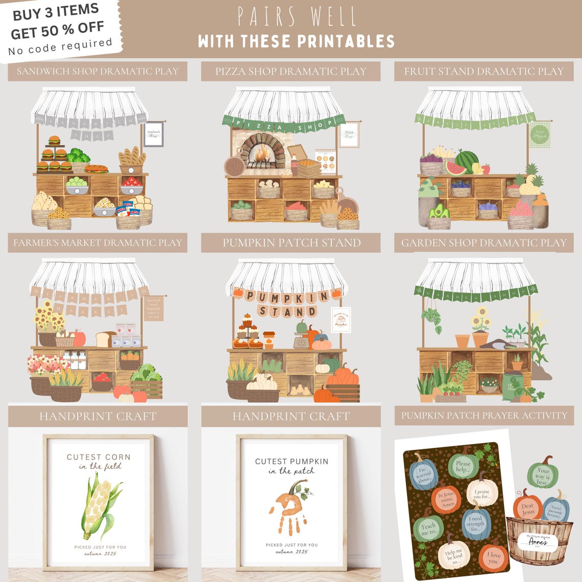 Vegetable Stand Dramatic Play Printable-pretend Play Farmers Market ...