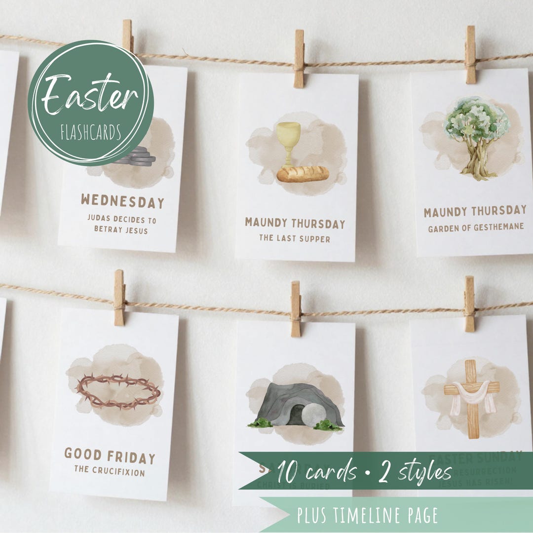 Kids Easter Story Flashcards + Holy Week Timeline Printout-sunday ...