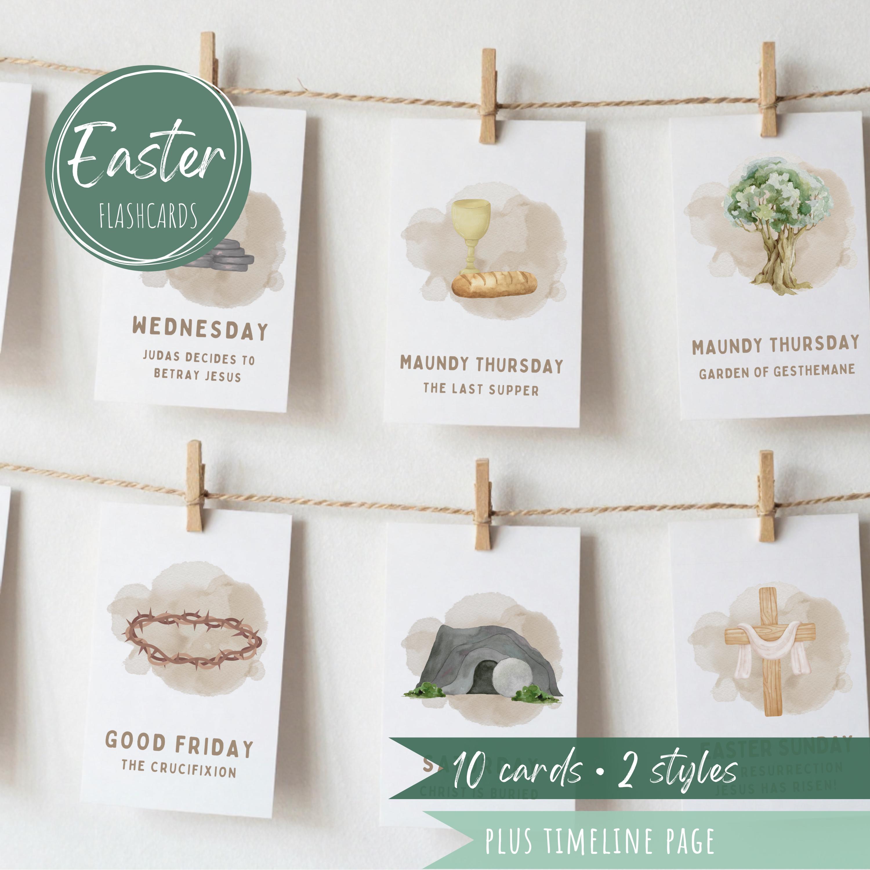 Kids Easter Story Flashcards + Holy Week Timeline Printout-sunday ...