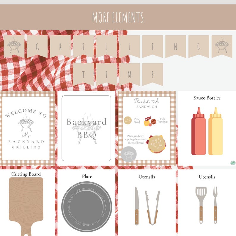 BBQ Grill Dramatic Play Printables-pretend Play Kitchen Grilled Food ...