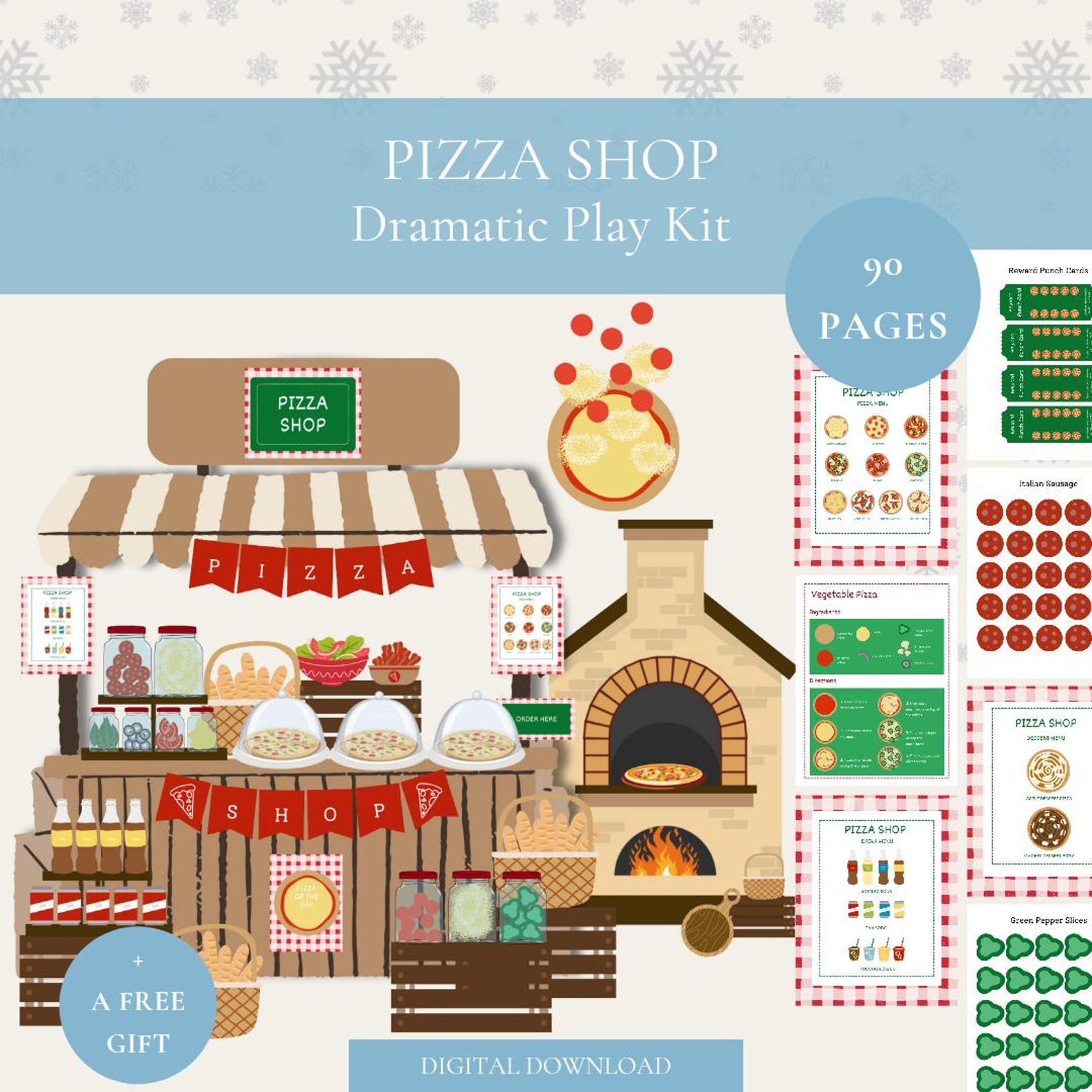 Pizza Shop Dramatic Play Kit Digital Download-preschool Pretend Play ...