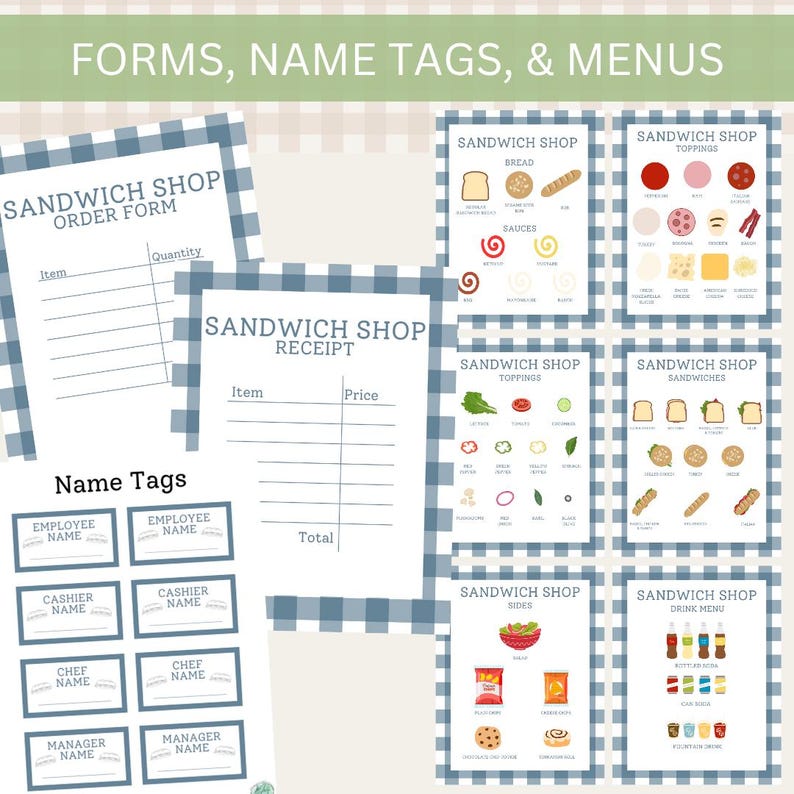 Sandwich Shop Dramatic Play Kit-sub Sandwich Pretend Play-cafe Role ...