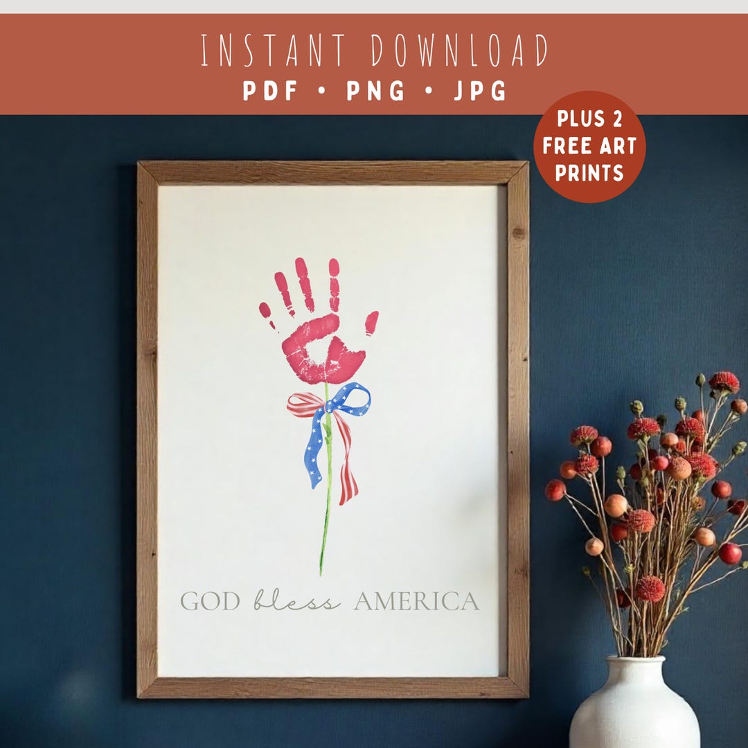 USA Patriotic Flower Handprint Craft Kid Printable-god Bless America ...