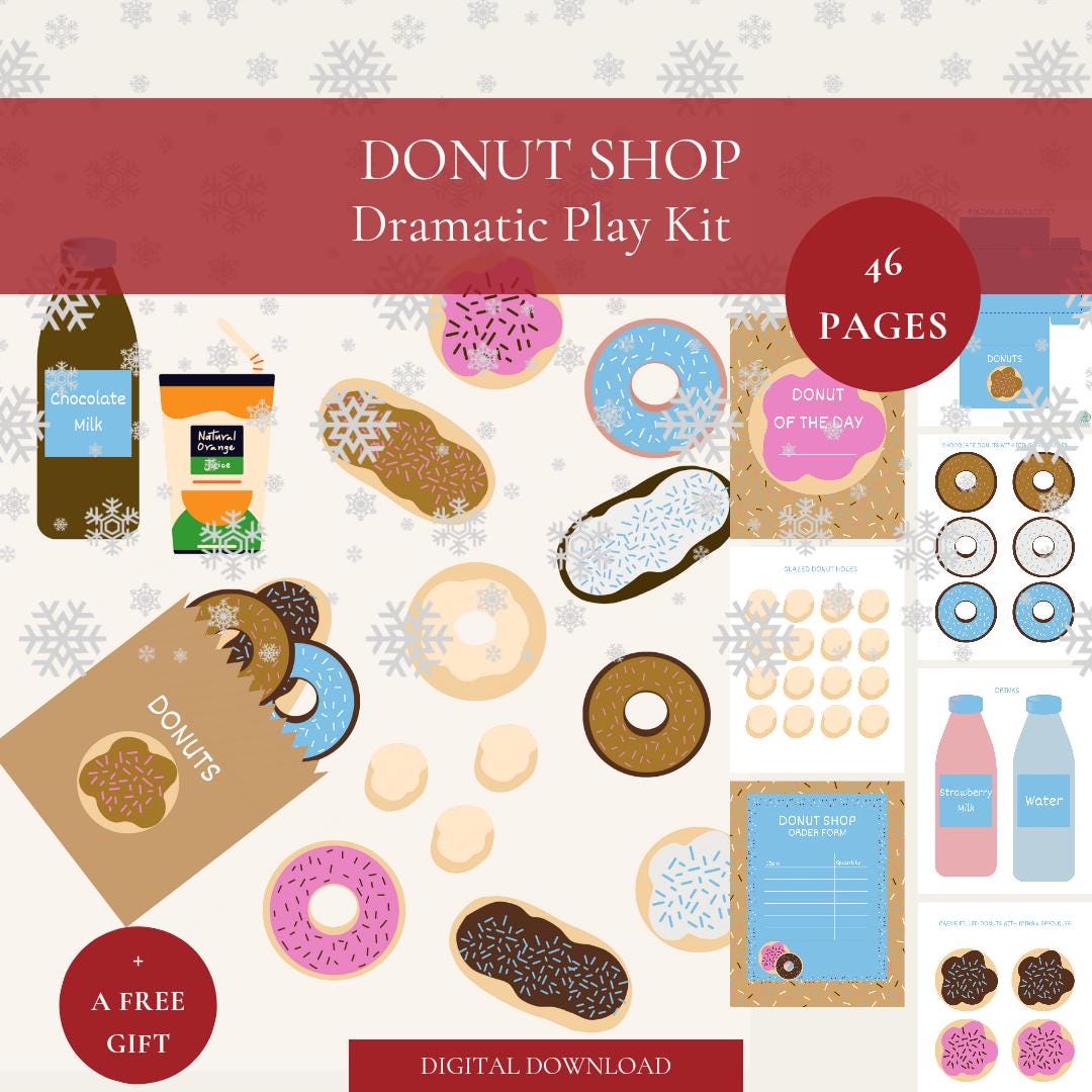 Donut Shop Dramatic Play Kit-pretend Play Bakery Printables-homeschool ...