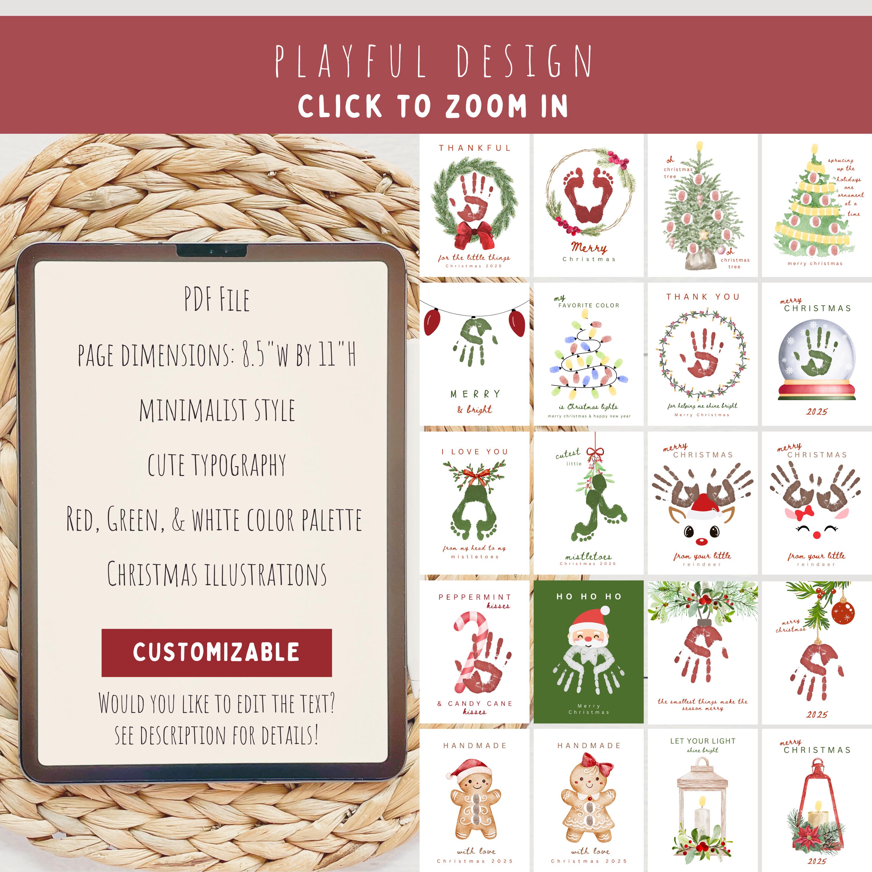 Christmas Handprint Craft Bundle Printables-red & Green Holiday 2025 ...
