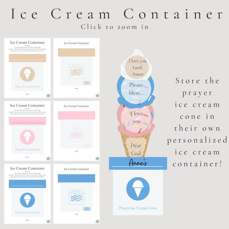 Kids Prayer Ice Cream Cone Printable Craft Activity-christian Sunday ...