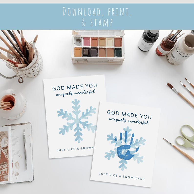 Snowflake Handprint Craft Print-god Made You Uniquely Wonderful ...