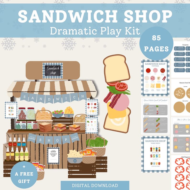 Sandwich Shop Dramatic Play Kit-sub Sandwich Pretend Play-cafe Role ...