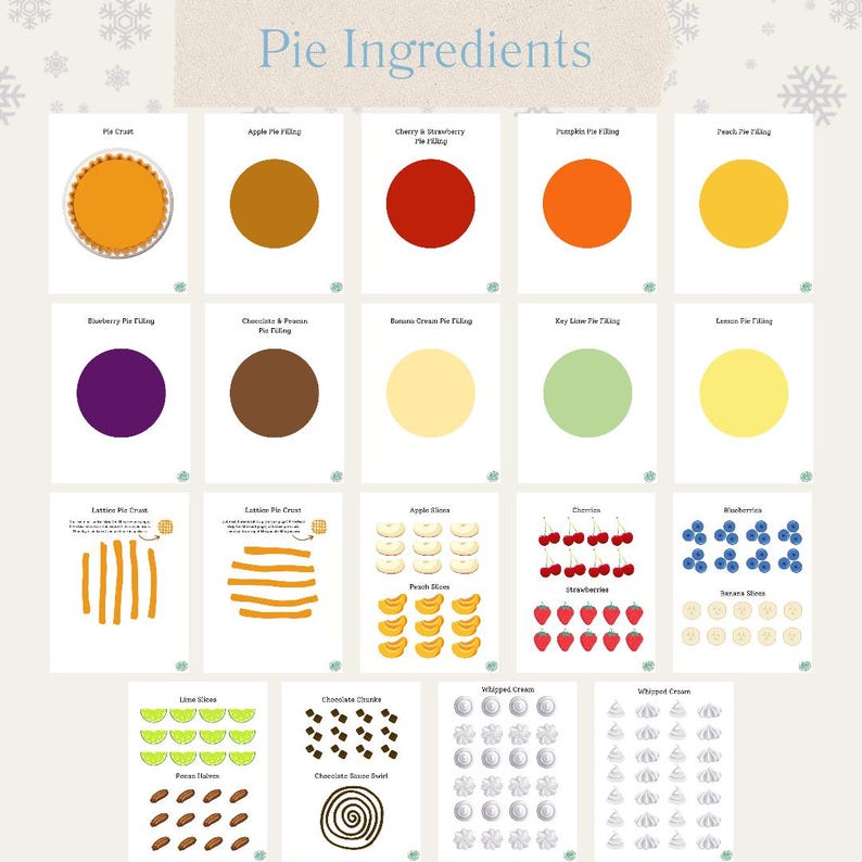 Pie Bakery Dramatic Play Printable-build A Pie Sequencing Recipe Card ...
