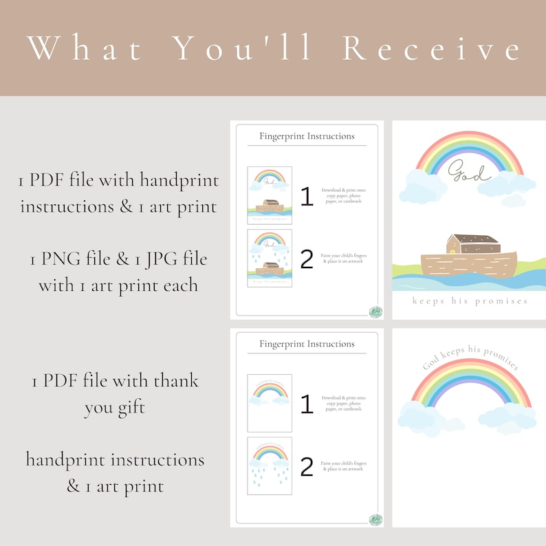 Noah's Ark Fingerprint Craft-the Flood Handprint Craft-god Keeps His ...