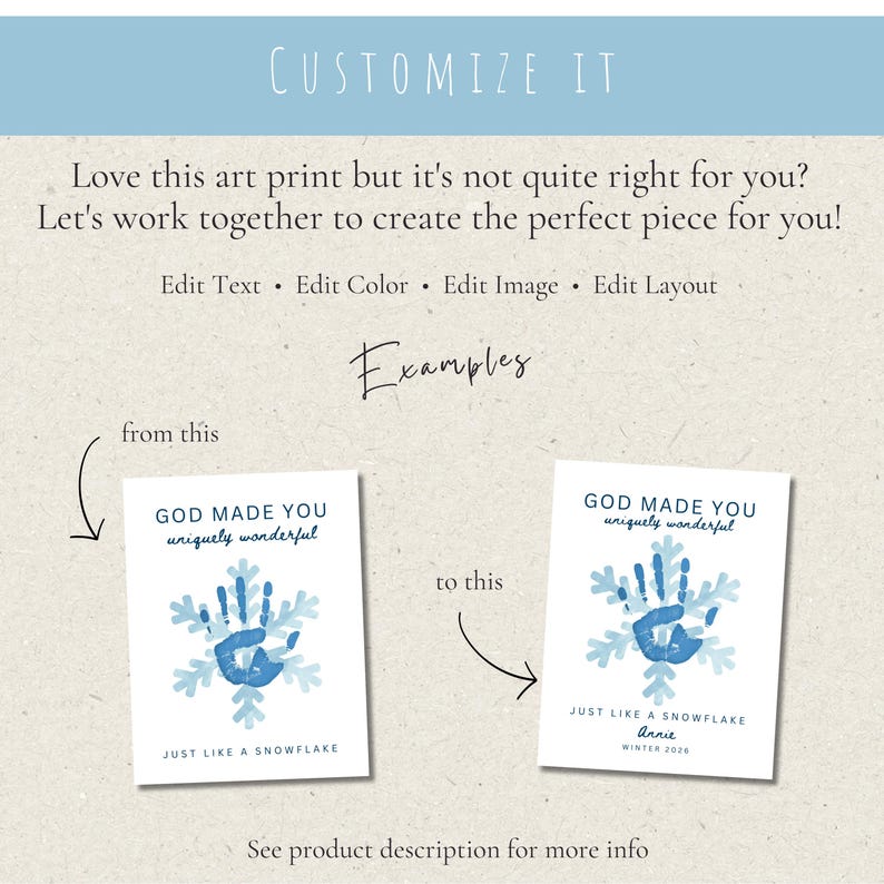 Snowflake Handprint Craft Print-god Made You Uniquely Wonderful ...