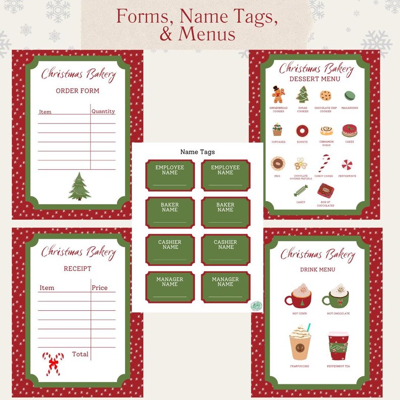 Christmas Bakery Dramatic Play Printable-christmas Shop Pretend Play ...