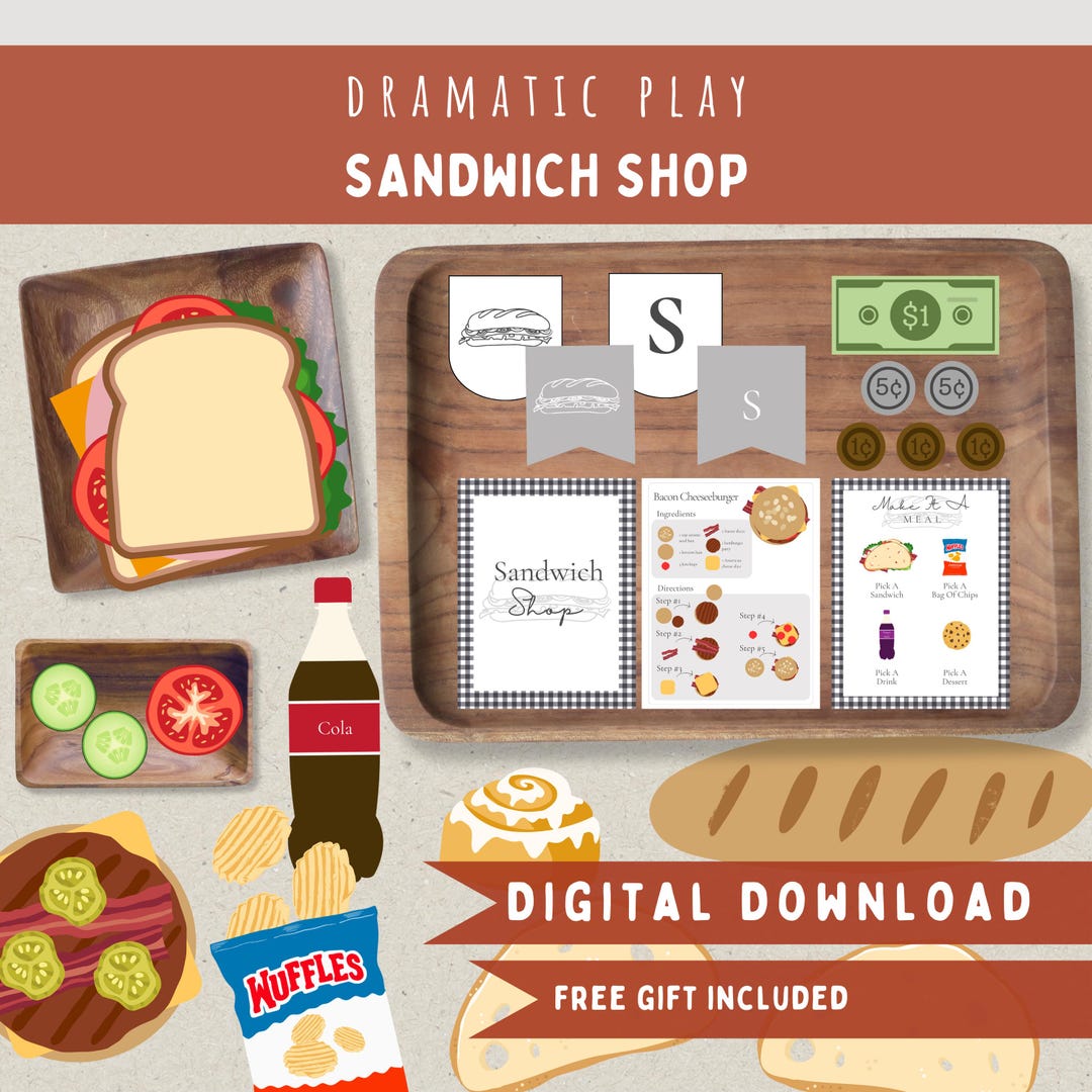 Sandwich Shop Dramatic Play Printables-cafe Deli Sub Pretend Food ...