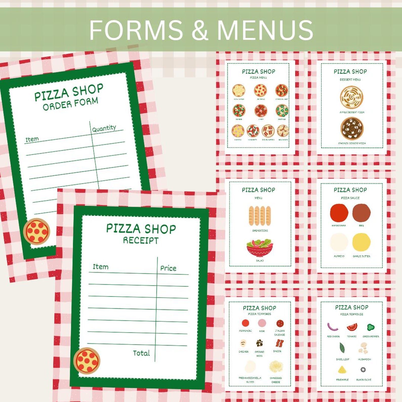 Pizza Shop Dramatic Play Kit Digital Download-preschool Pretend Play ...