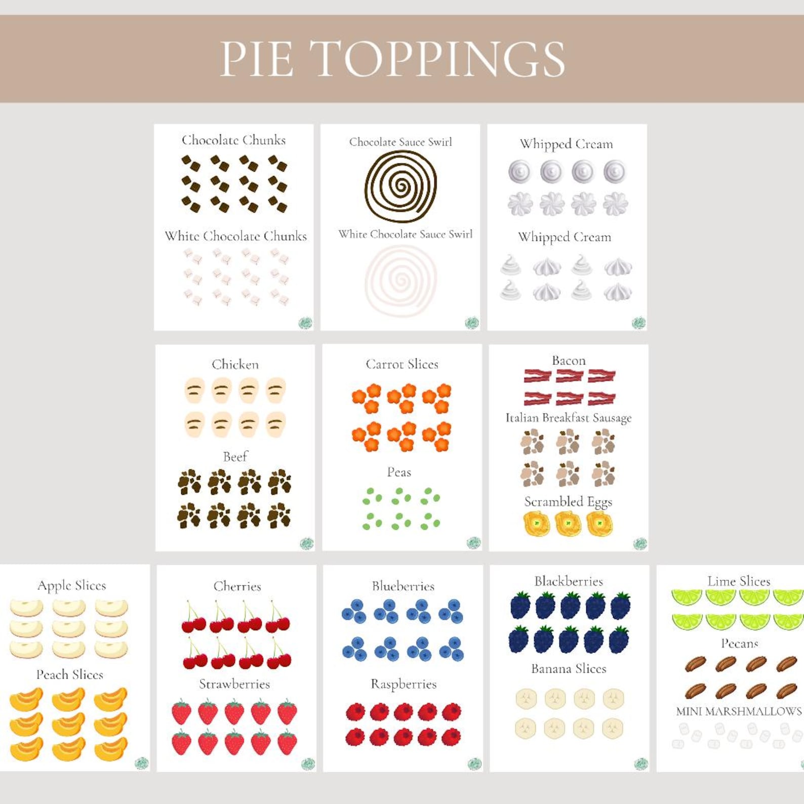 Pie Bakery Dramatic Play Printable-build A Pie Sequencing Recipe Cards ...