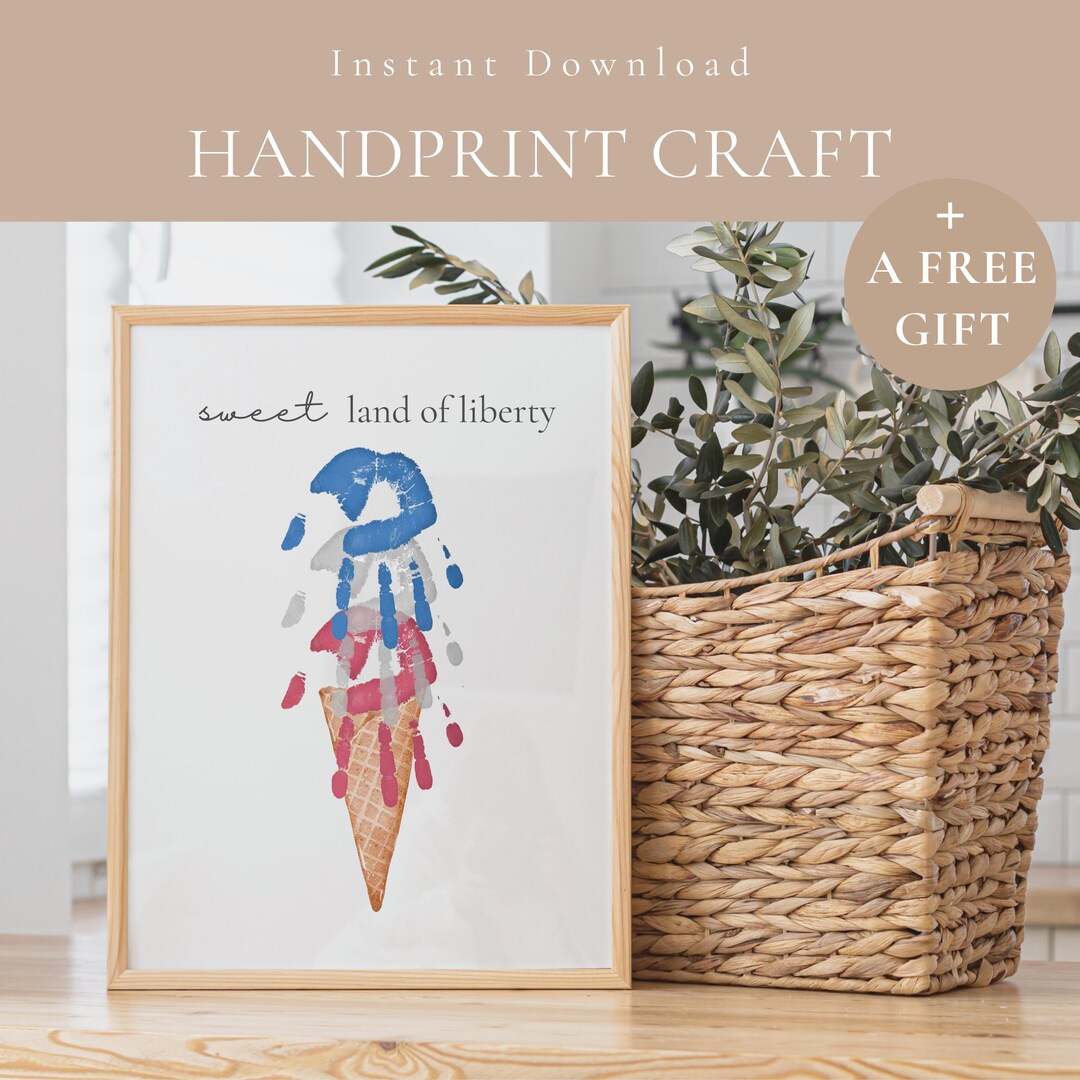 Labor Day Sweet Land of Liberty Ice Cream Scoops Handprint Kid Craft ...