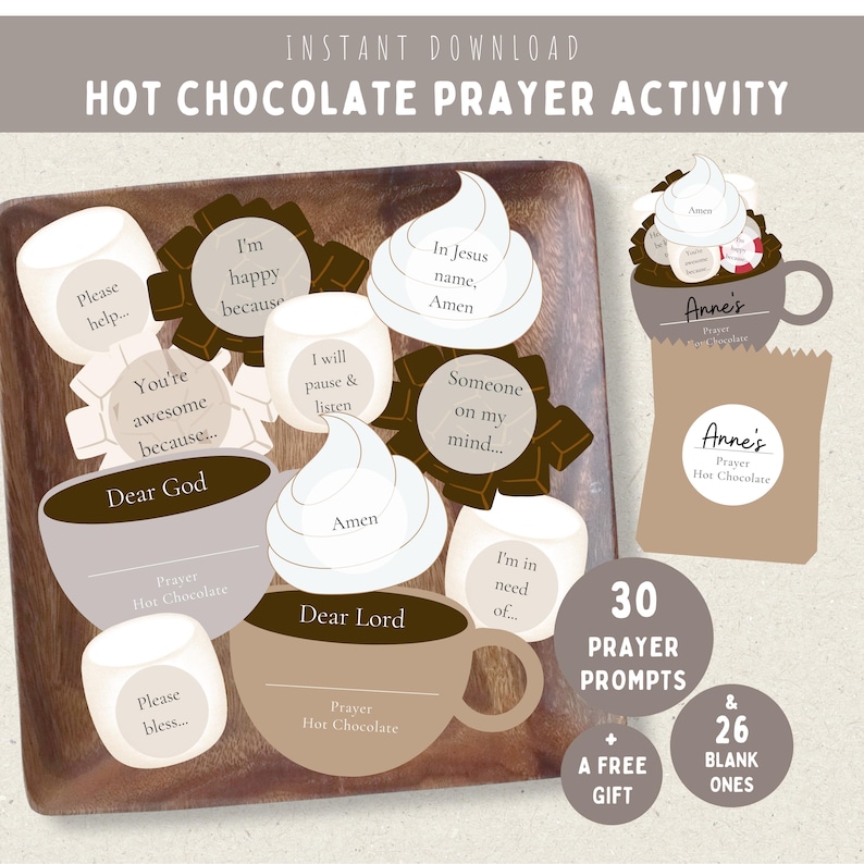 Kids Hot Chocolate Prayer Activity Printable-hot Cocoa Praying Craft ...