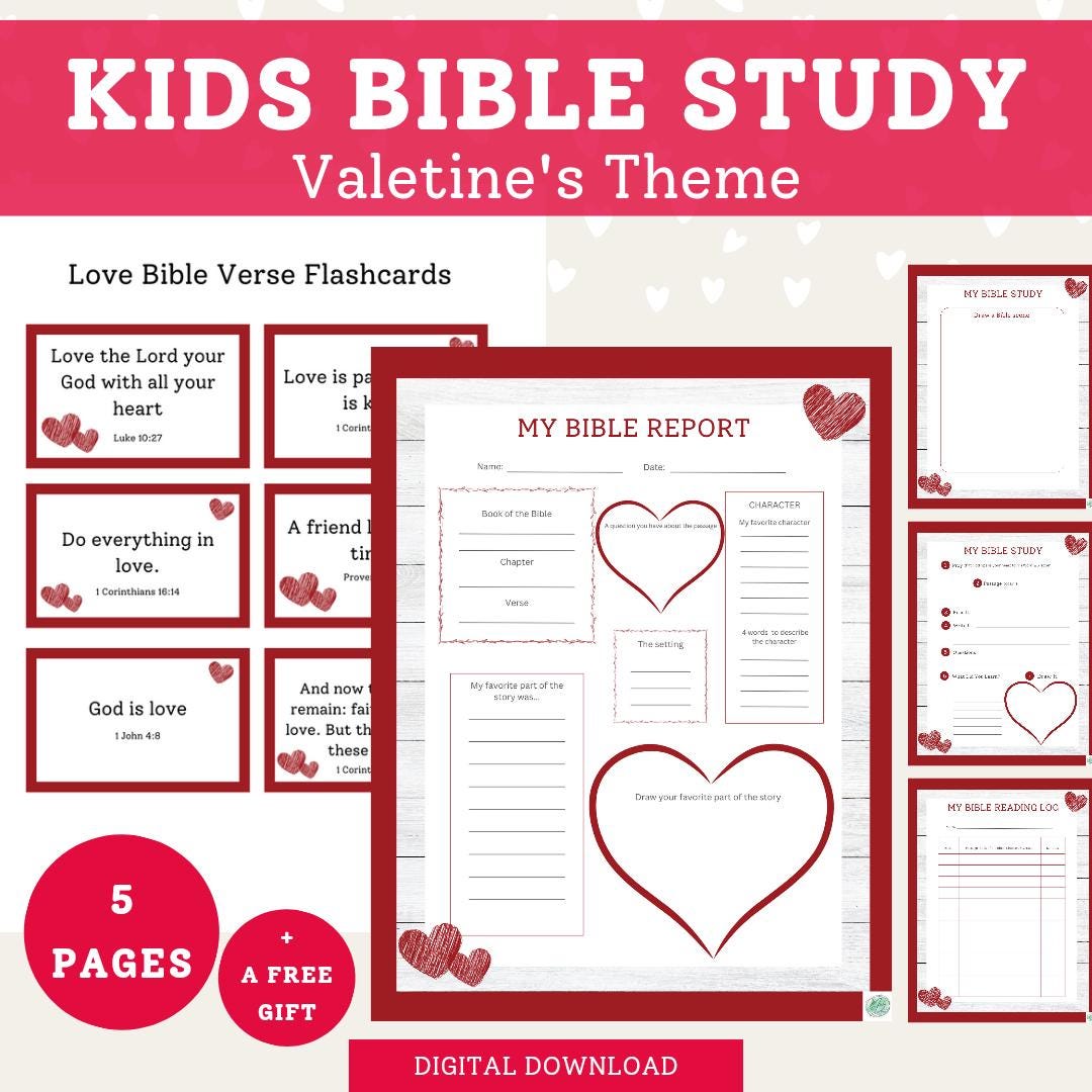 Kids Valentines Bible Study Printable Instant Download-love Bible ...