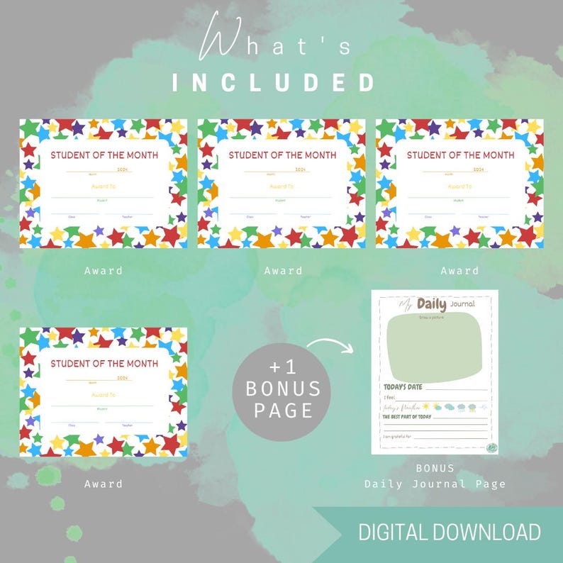 Student of the Month Award Printable Rainbow Theme Bright Colors Theme ...