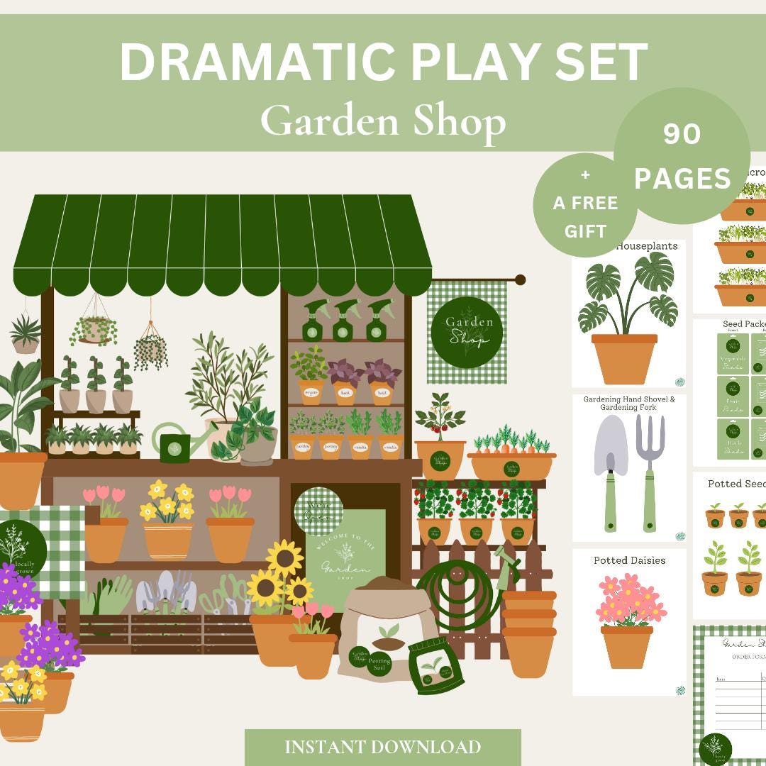 Garden Shop Dramatic Play Printable-kids Spring Gardening Store Pretend ...