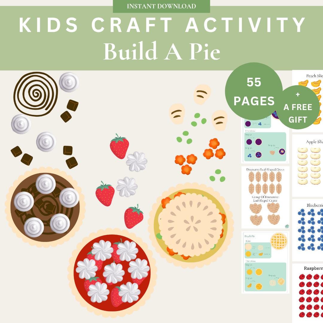 Build A Pie Kid Craft Activity Printable PDF Instant Download-preschool ...