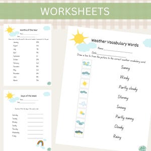 Kids Daily Calendar & Weather Journal Printable Prek to 3rd Grade ...